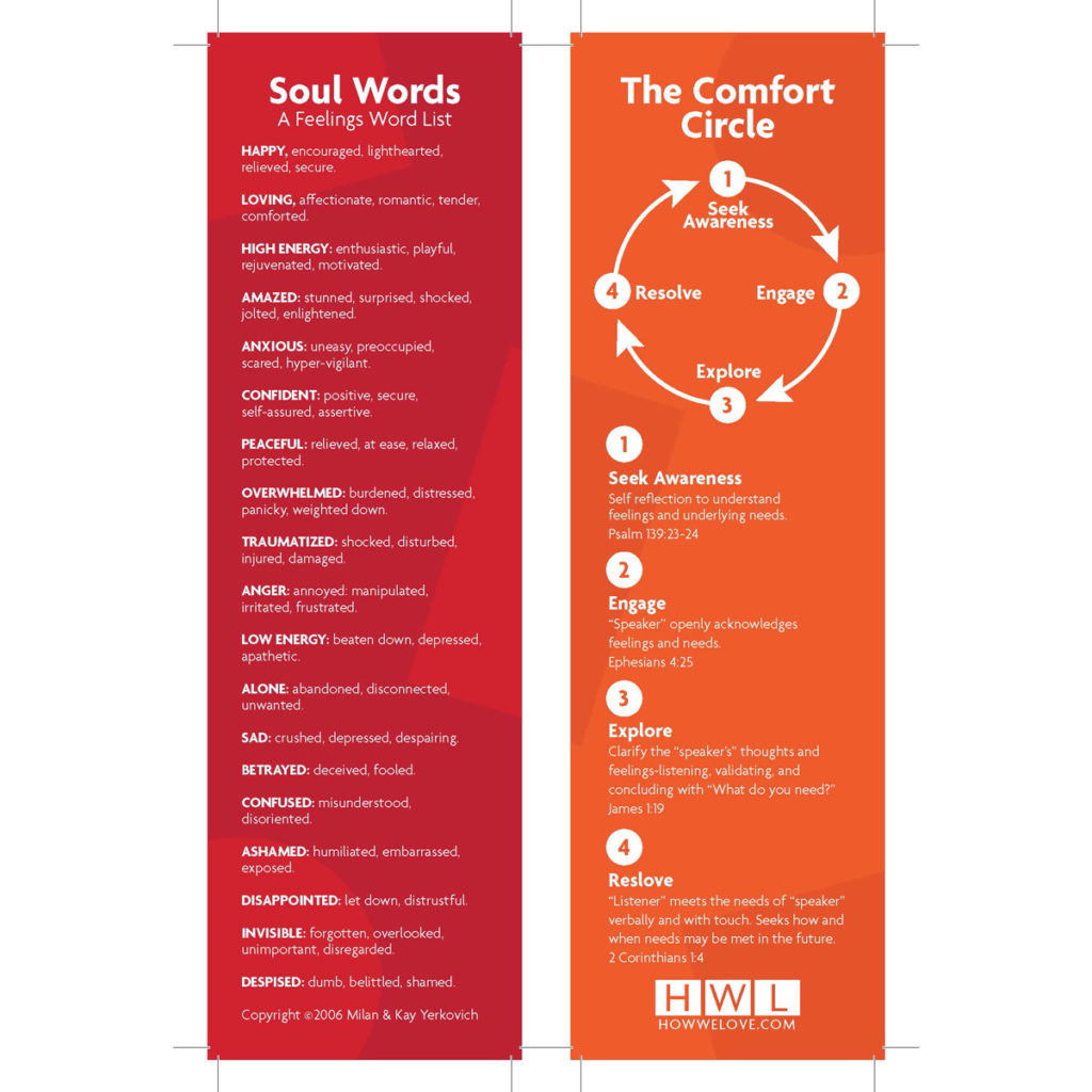 The Comfort Circle Bookmark Reference How We Love